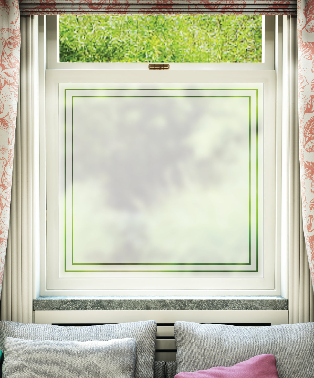 FB060 Double Border Frosted Window Film Pattern | Frostbrite