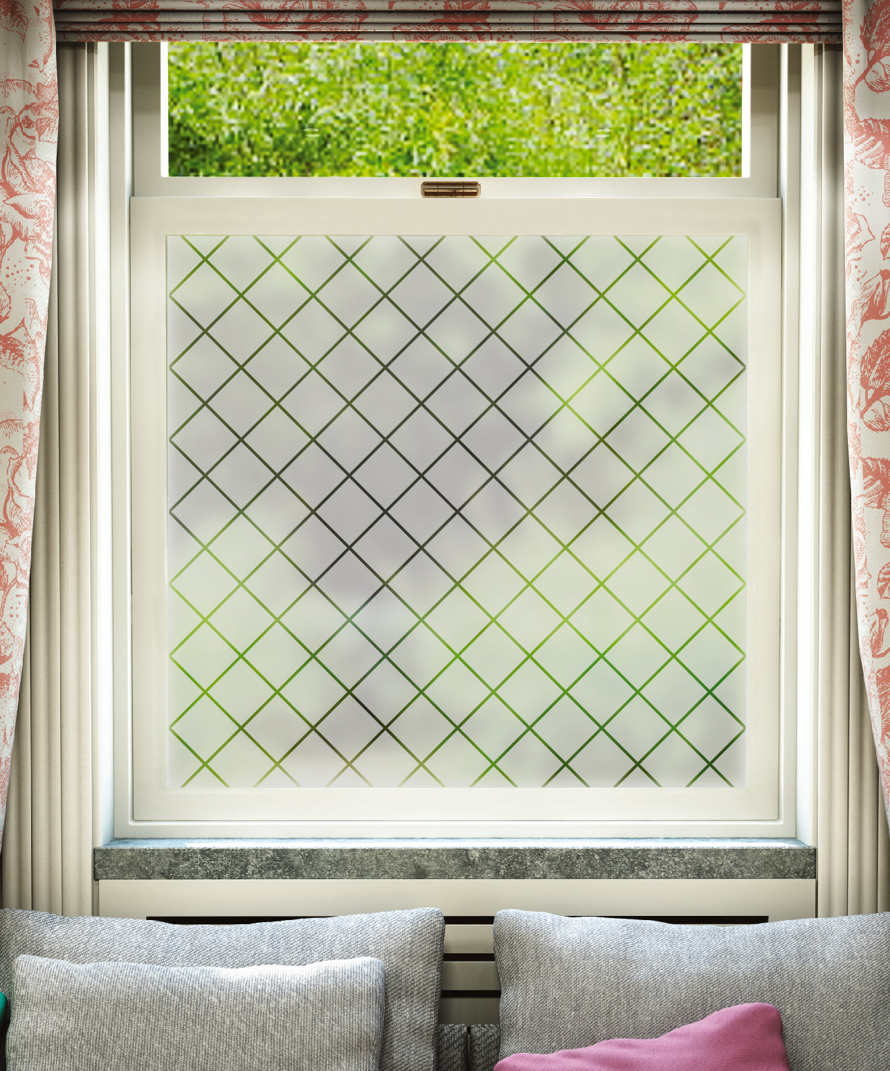 FB117 Diamond Grid Frosted Window Film Pattern | Frostbrite