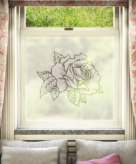 Rose Pattern Frosted Window Film | Glass Decoration