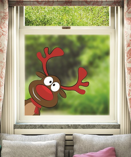 Christmas Reindeer Window Film Coloured Design 003