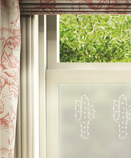 Tiotia Window Film Spiky Cactus Print on Frosted Film Design
